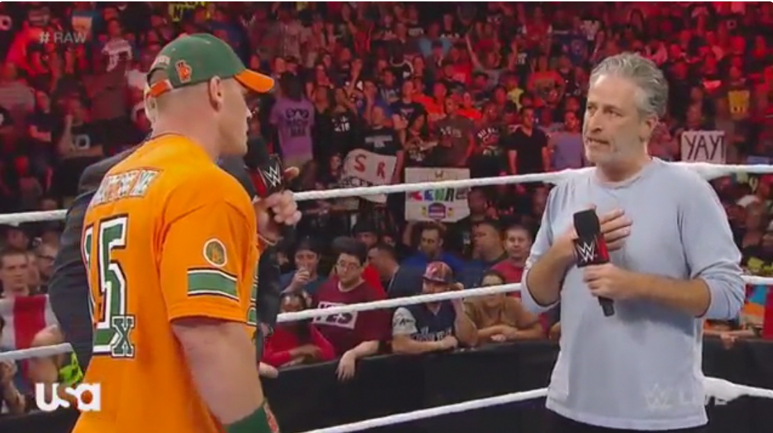 Of Course You Want to Watch John Cena Body Slam Jon Stewart in Front of ...